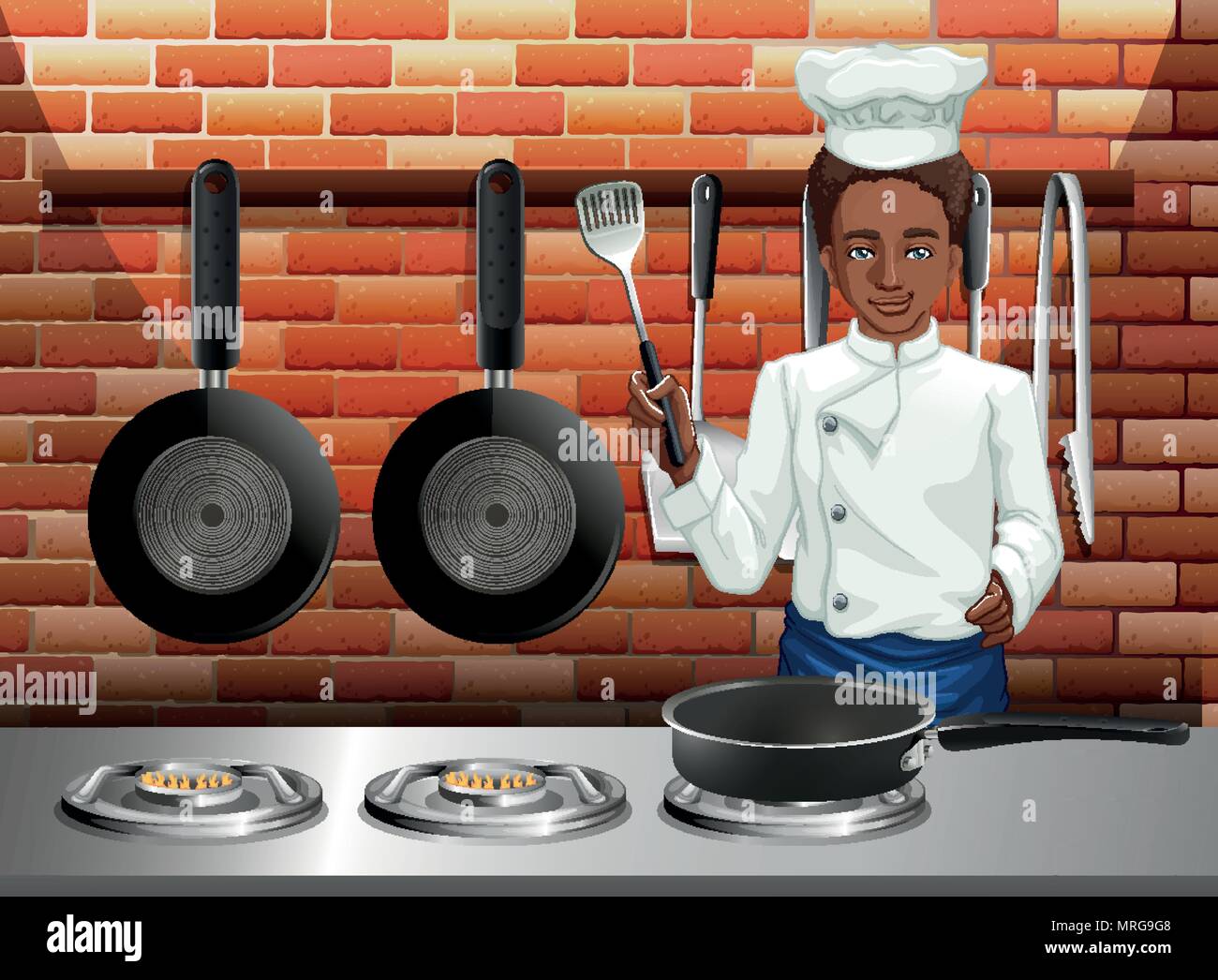 A Professional Chef Cooking Food illustration Stock Vector Image & Art ...