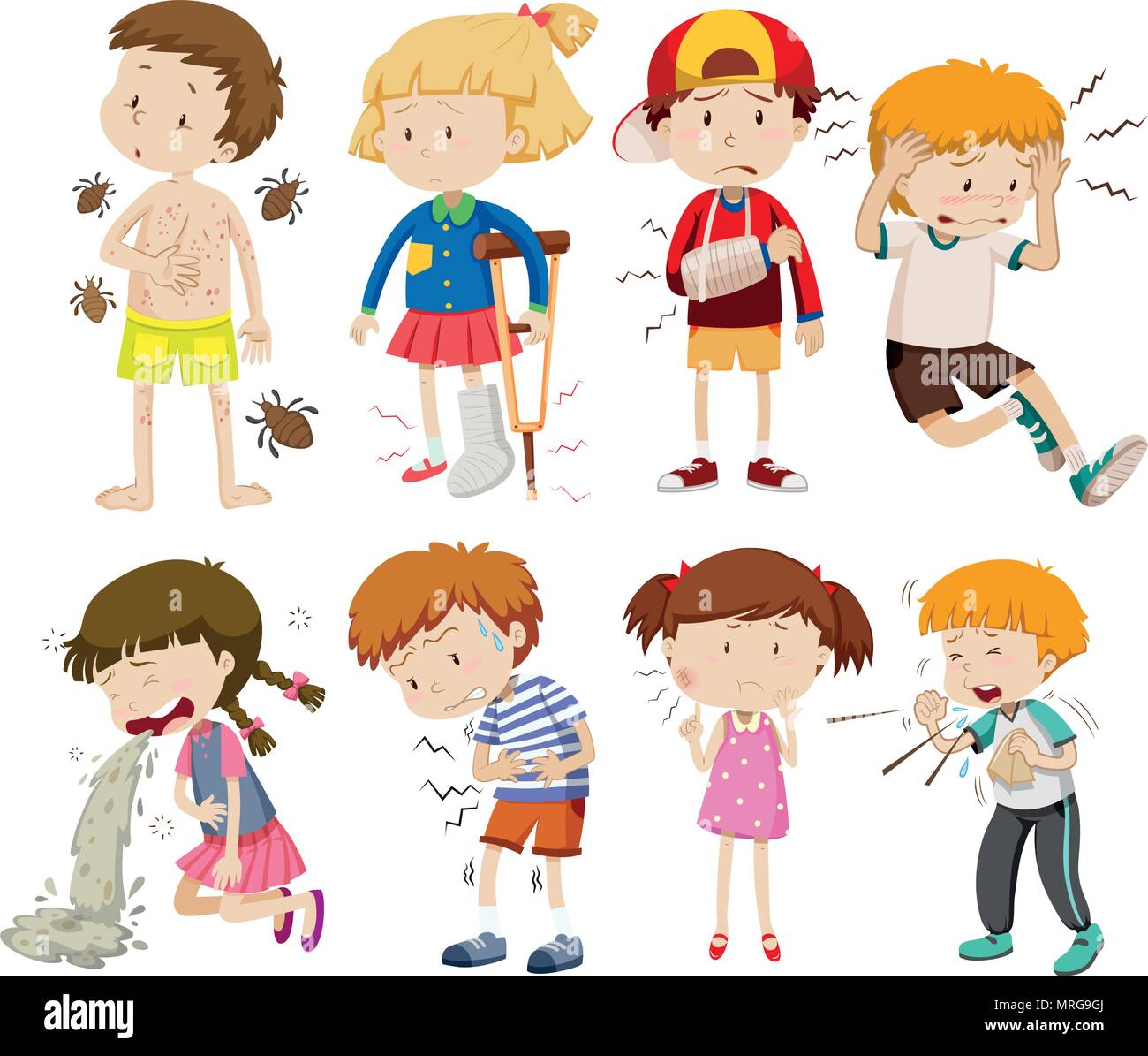A Set of Sick Children illustration Stock Vector Image & Art - Alamy