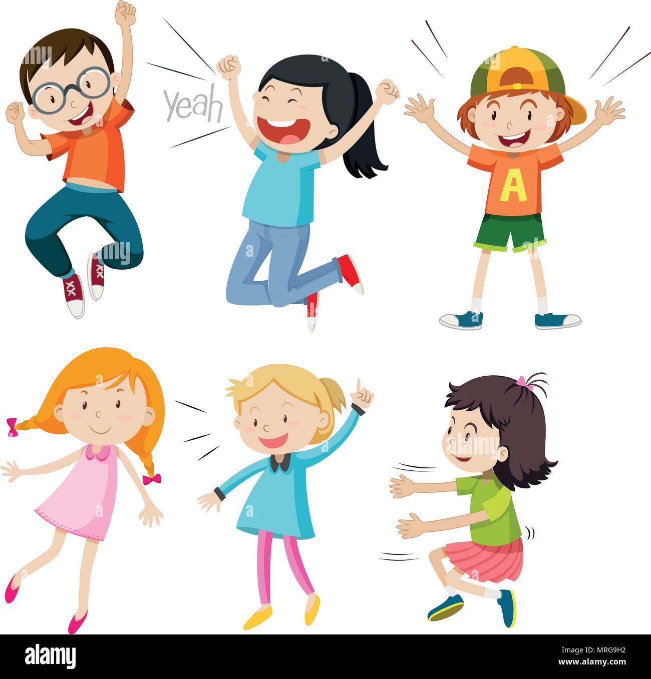 A Set of Active Kids on White Background illustration Stock Vector ...