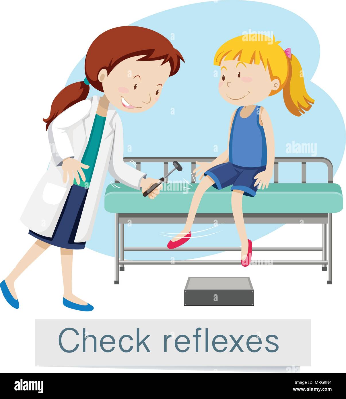 A Girl Checking Reflexes with Doctor illustration Stock Vector Image ...