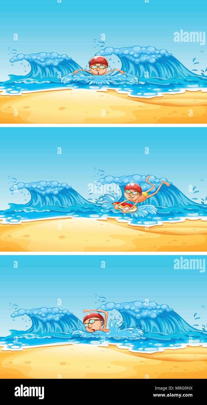 Man diving in ocean Stock Vector Images - Alamy