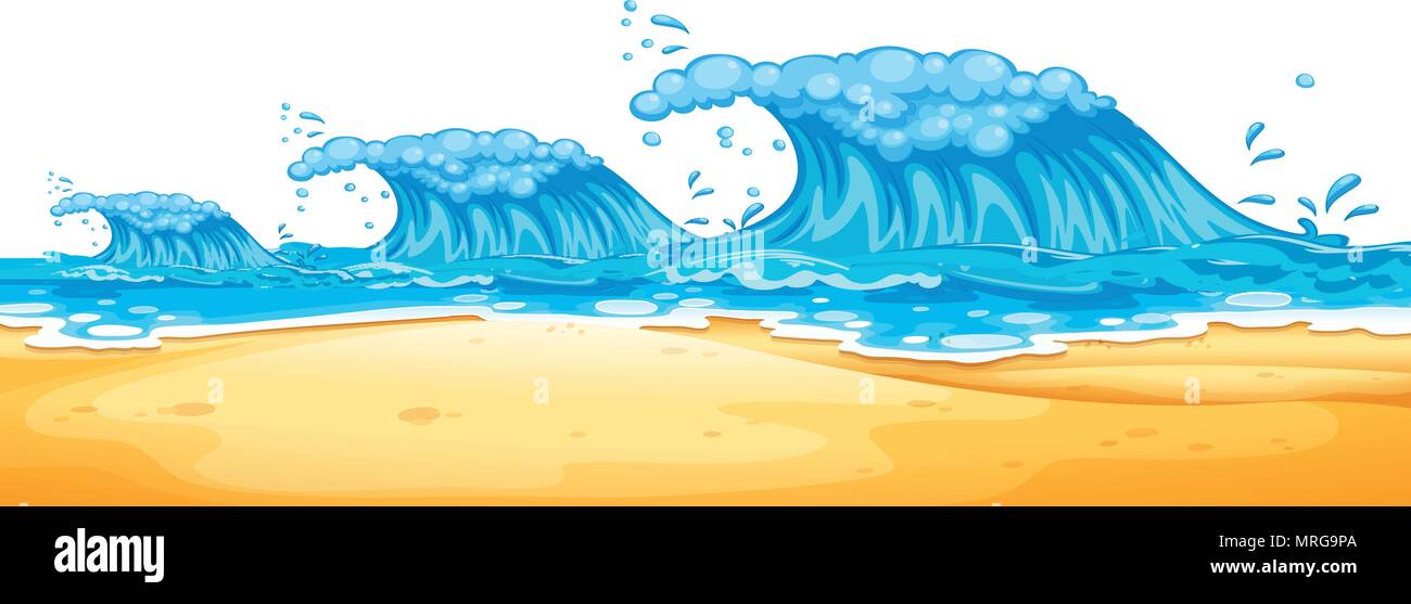 Huge Waves at the Beach illustration Stock Vector Image & Art - Alamy