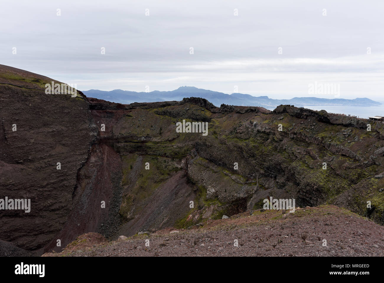Walking along the crater rim of Mount Vesuvius, Naples, Italy Stock ...