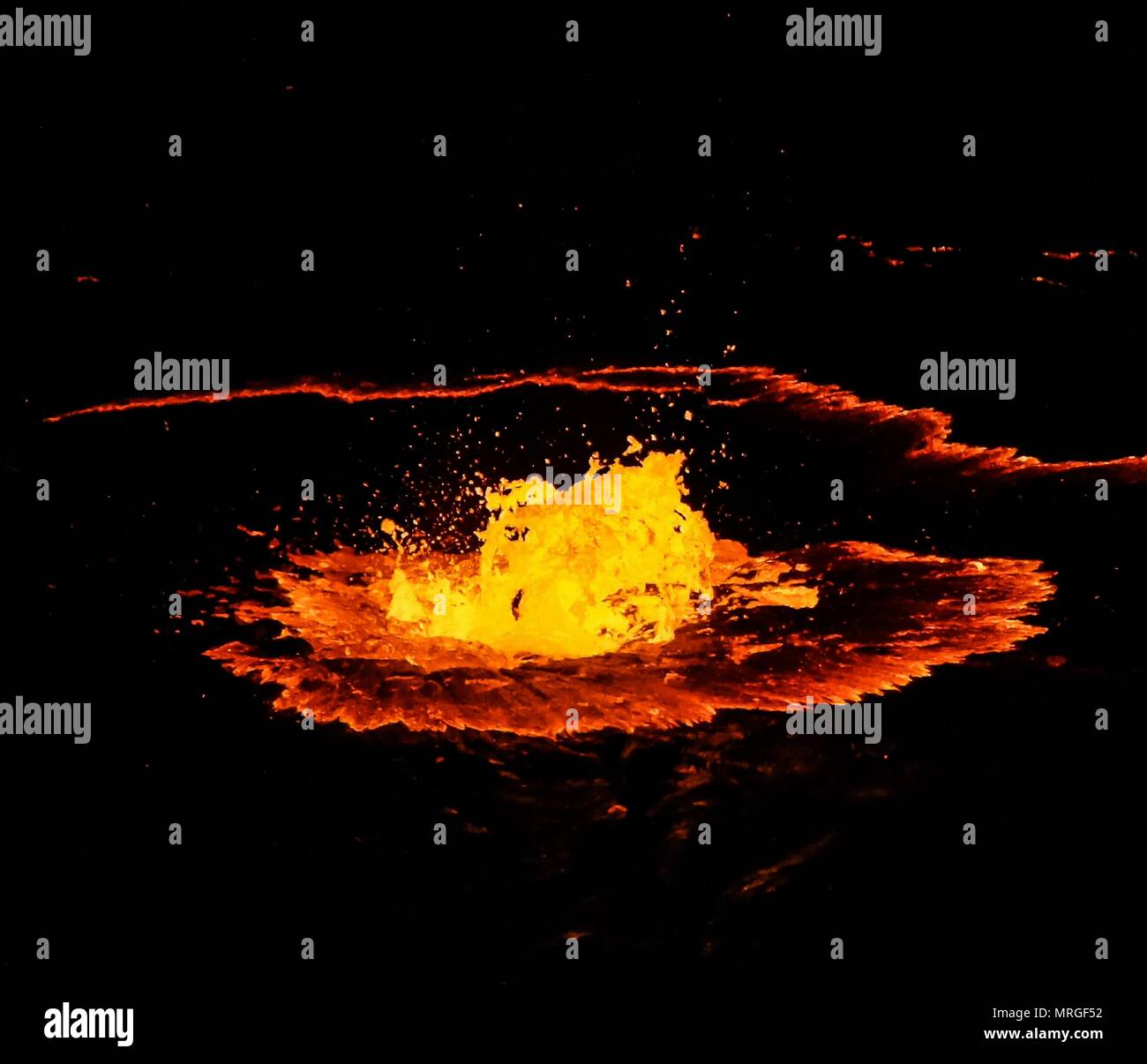 Erta Ale volcano crater, melting lava splash, Danakil depression ...