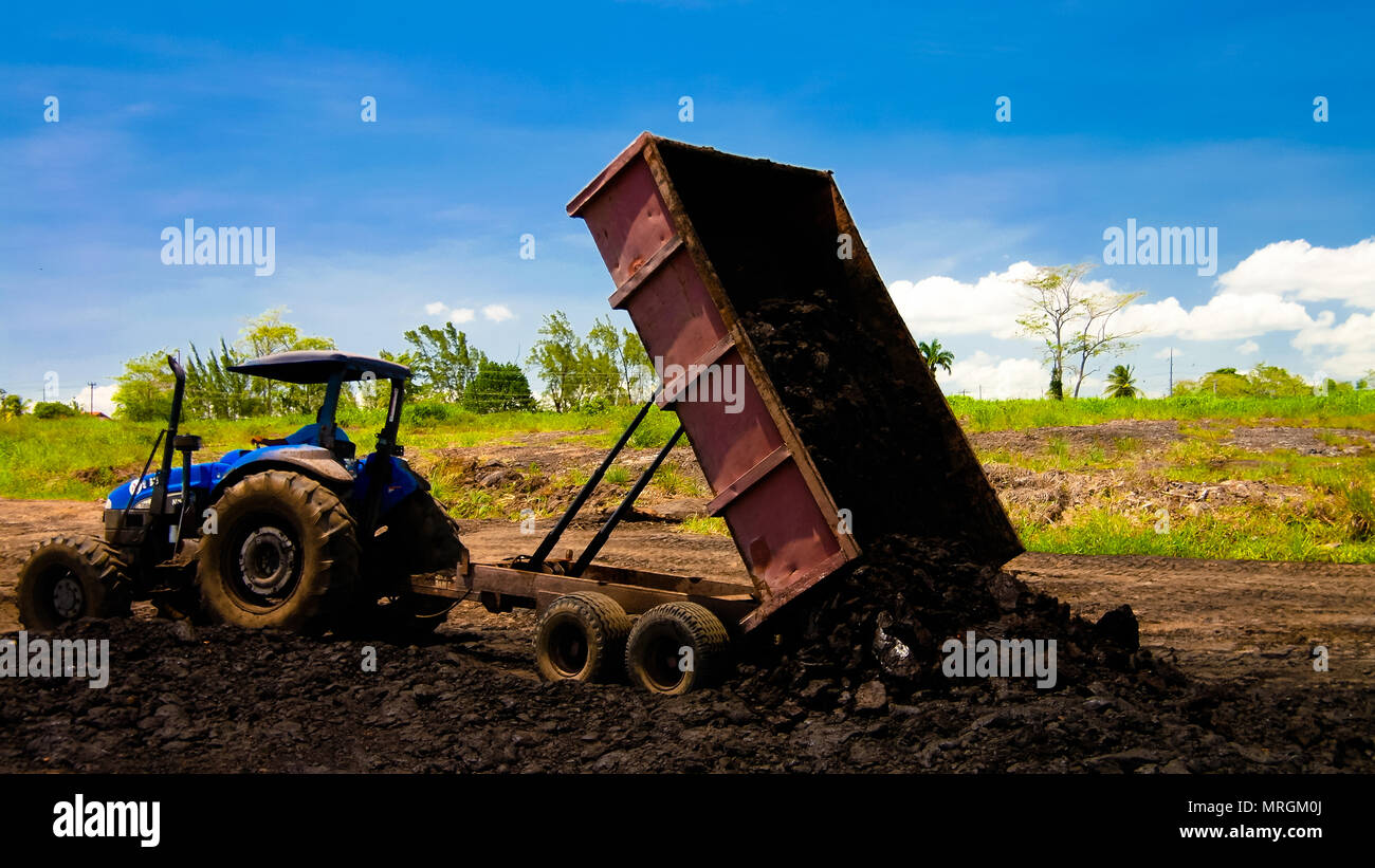 Asphalt mining in the Pitch Lake at La Brea, Trinidad and Tobago Stock ...