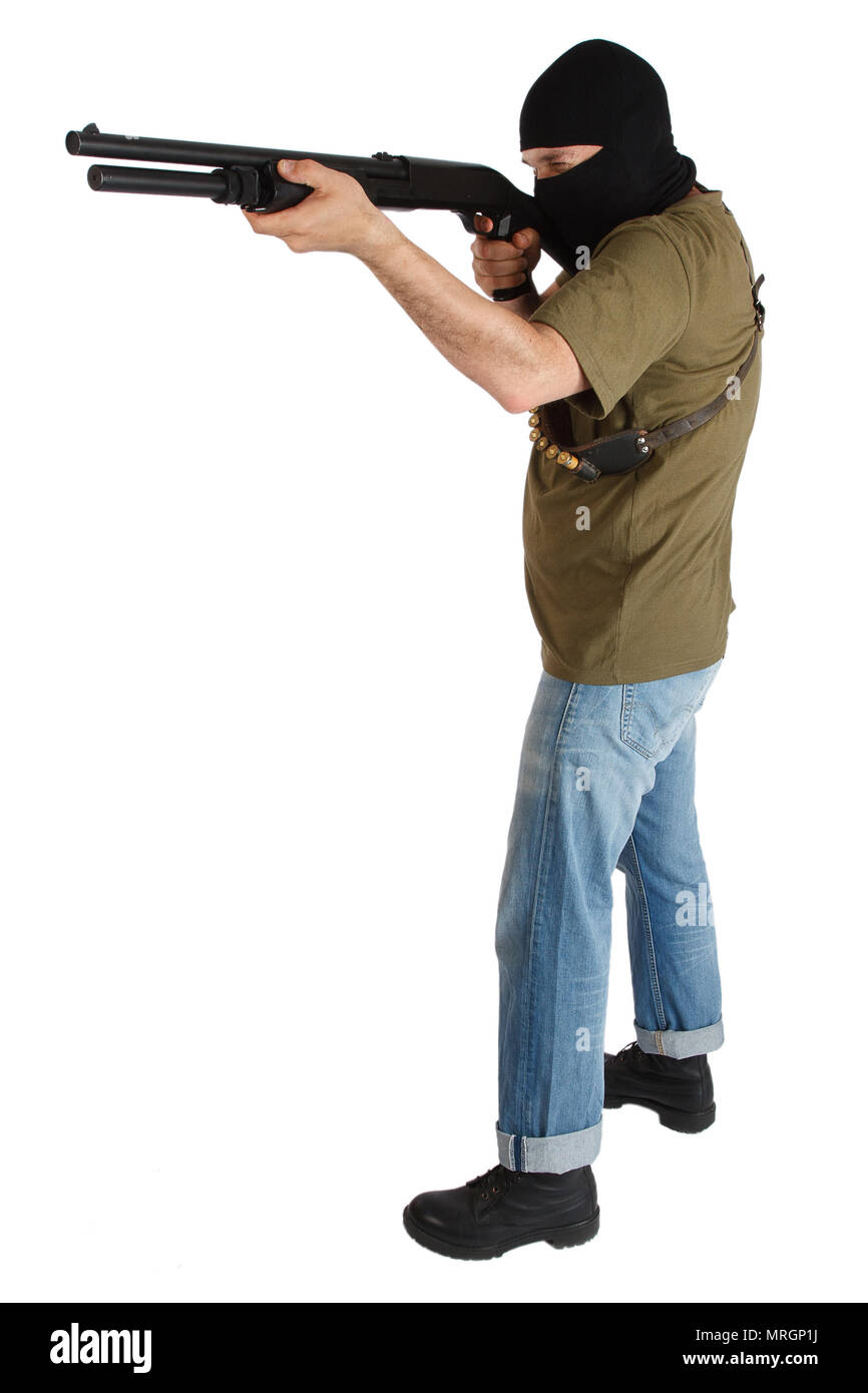 Mafia man holding shotgun isolated Cut Out Stock Images & Pictures - Alamy