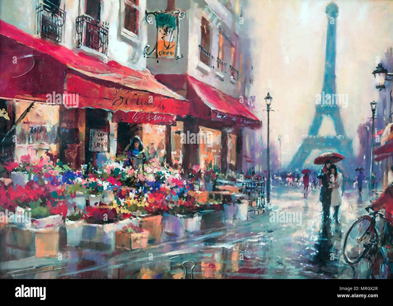 vintage postcard with Eiffel Tower in Paris, France Stock Photo - Alamy