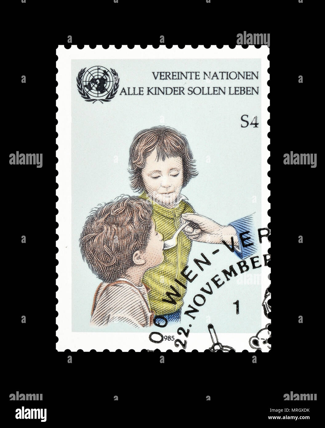 Cancelled postage stamp printed by United Nations, that promotes ...