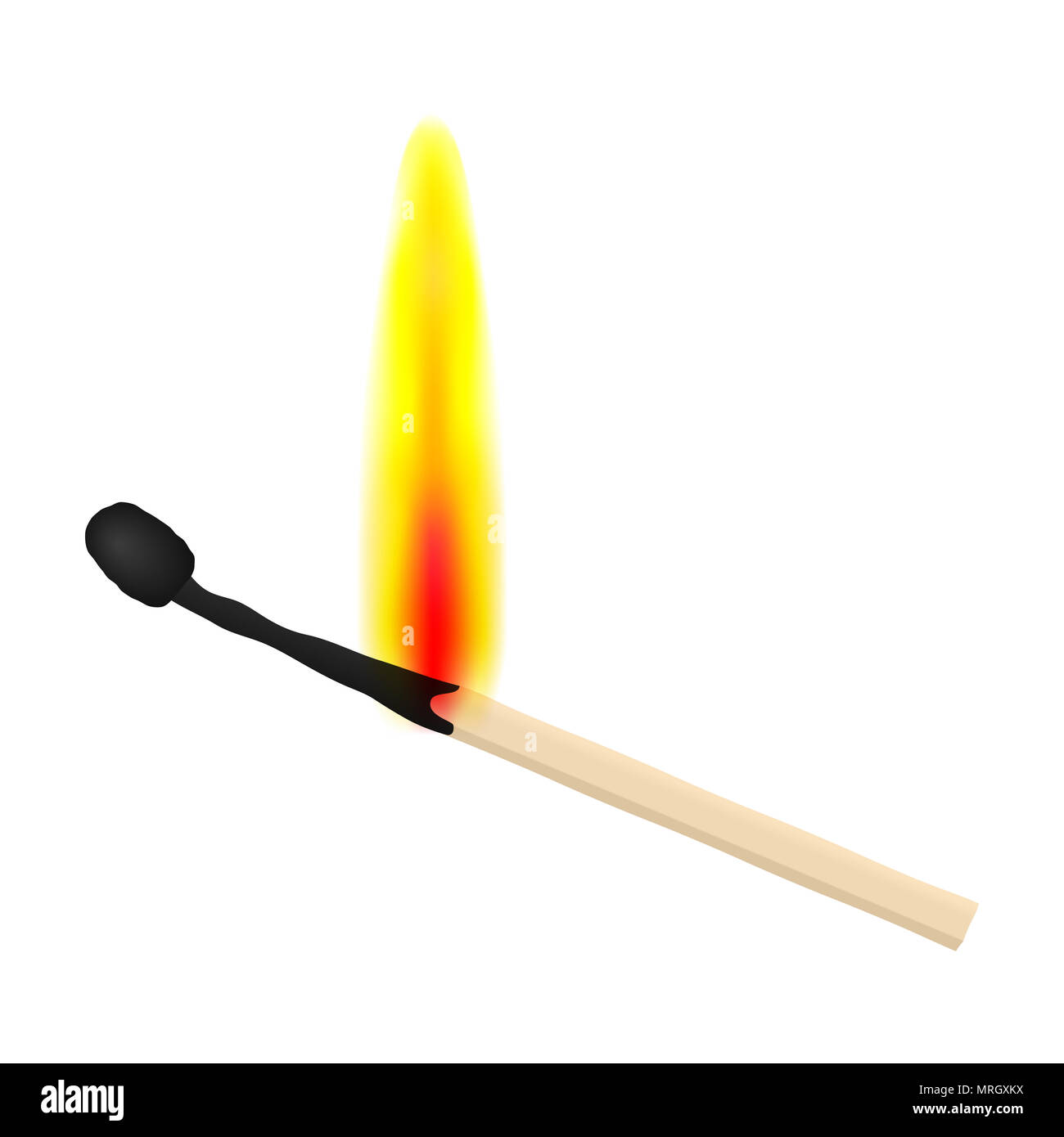 Match on fire on white background. Vector illustration Stock Photo - Alamy