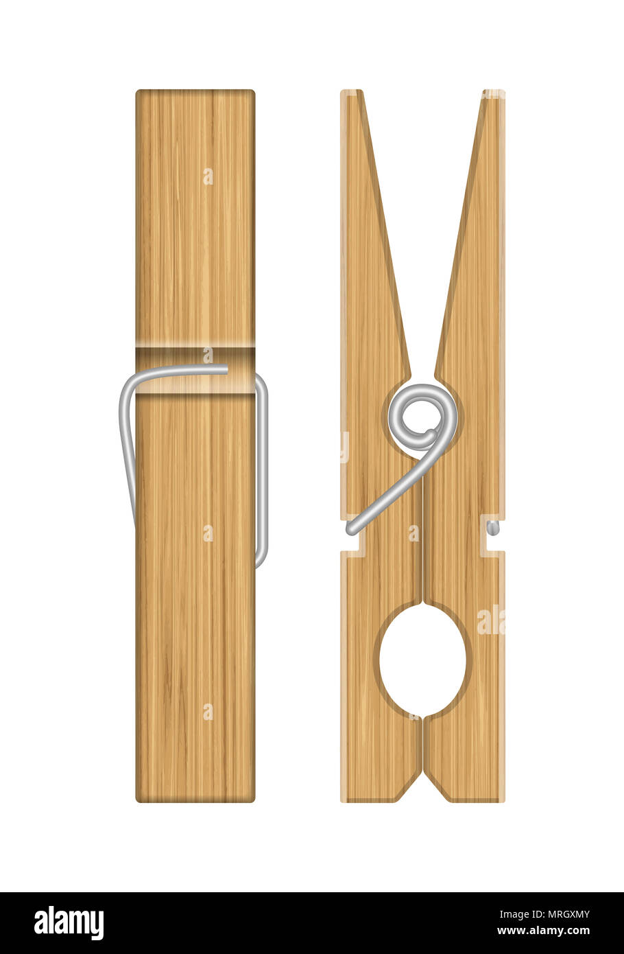 Wooden clothespins on a white background. Vector illustration Stock ...