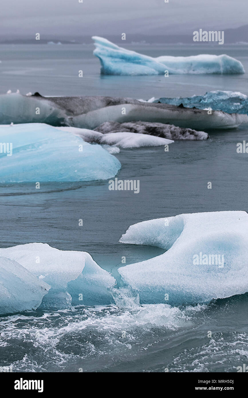 Ice floes at the Jokulsarlon glacier lagoon located at ...