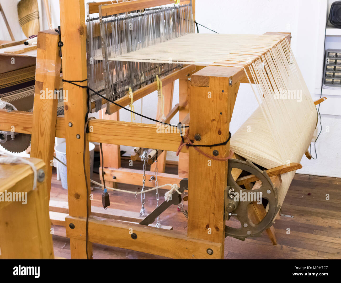 Loom used for weaving Southwestern, Native American blankets. Town of ...