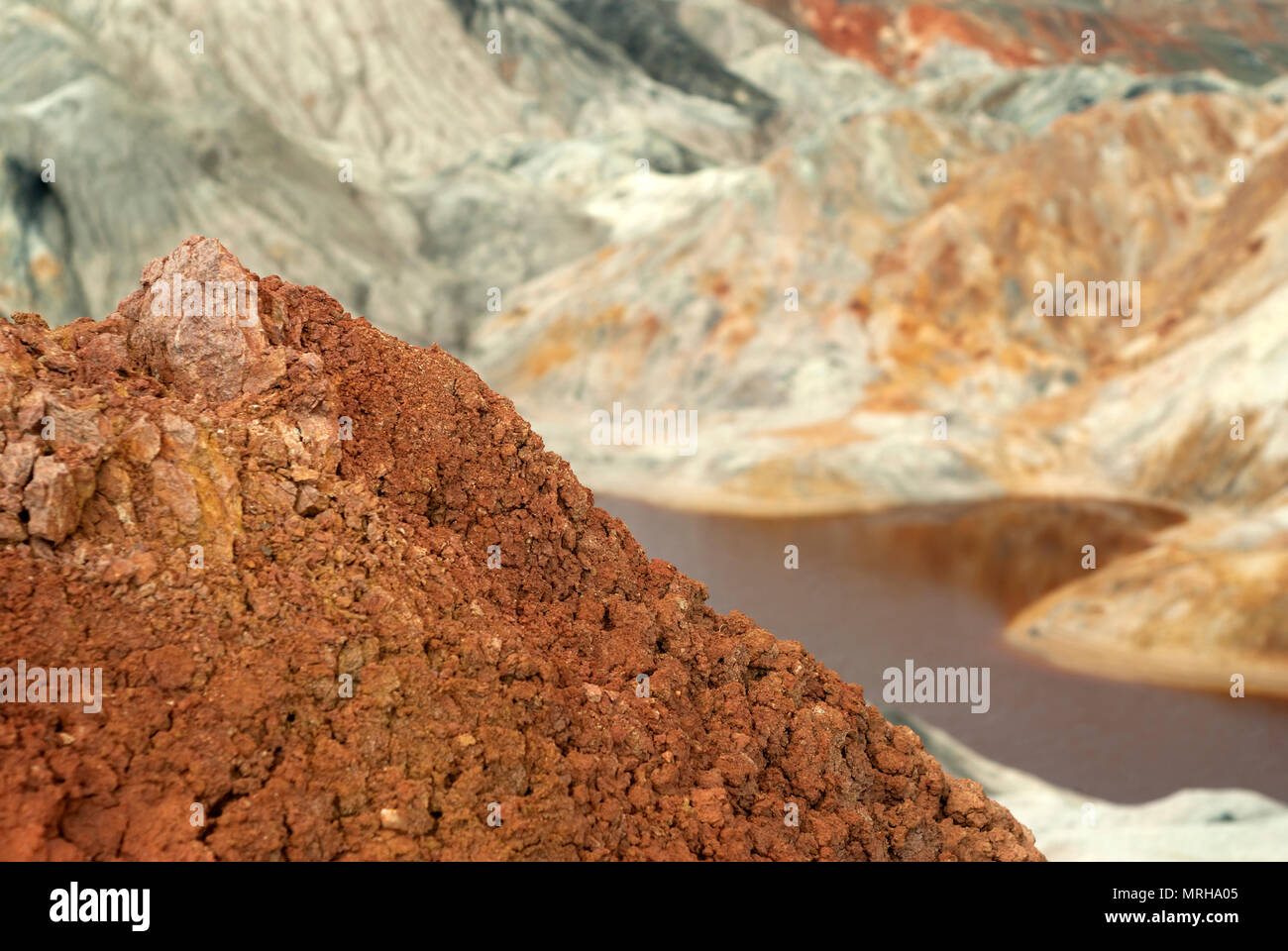 landscape of a multi-colored weathered hilly desert with a poisonous ...