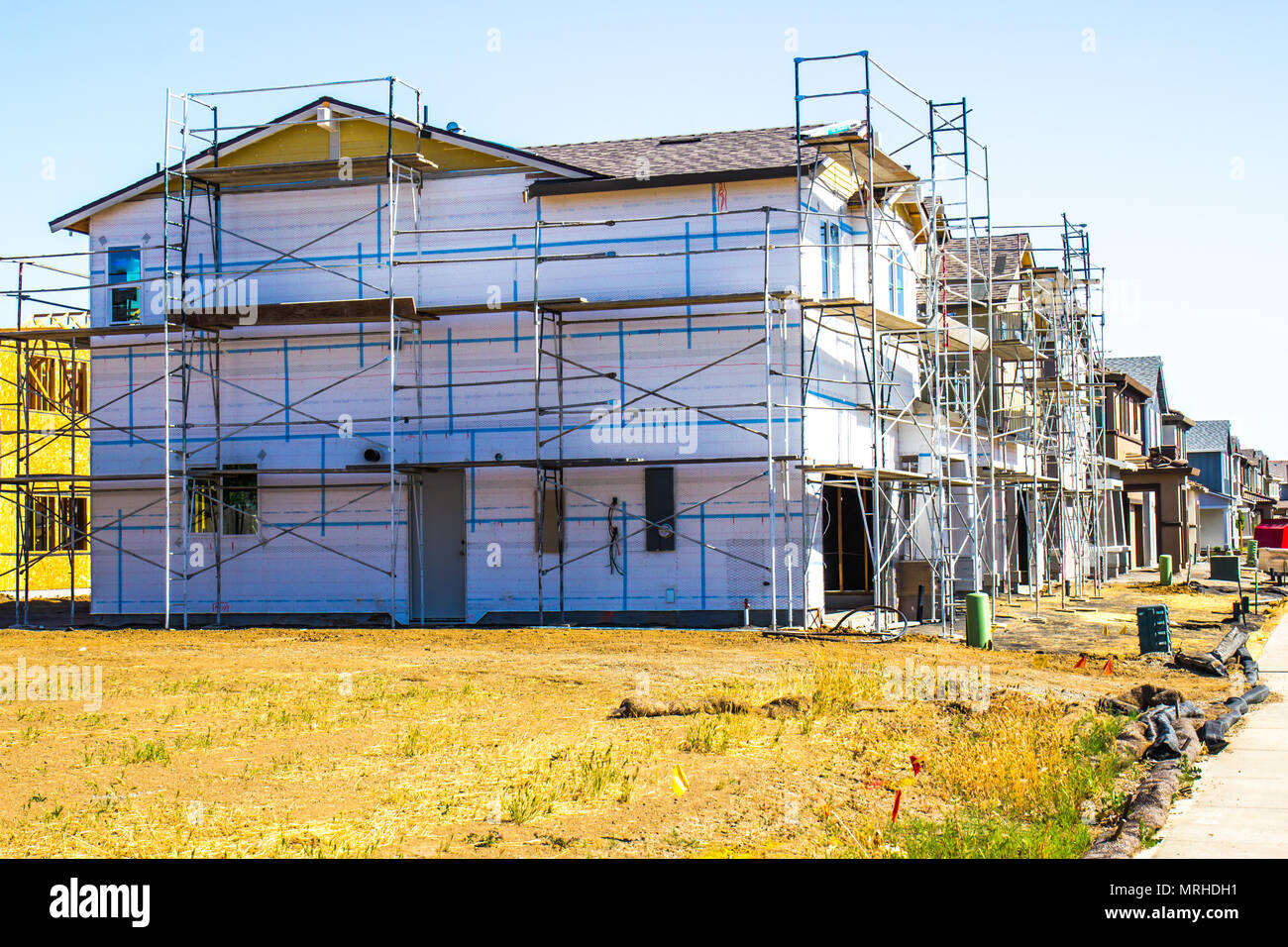 Row Of Residential Two Story Homes Under Construction Stock Photo - Alamy