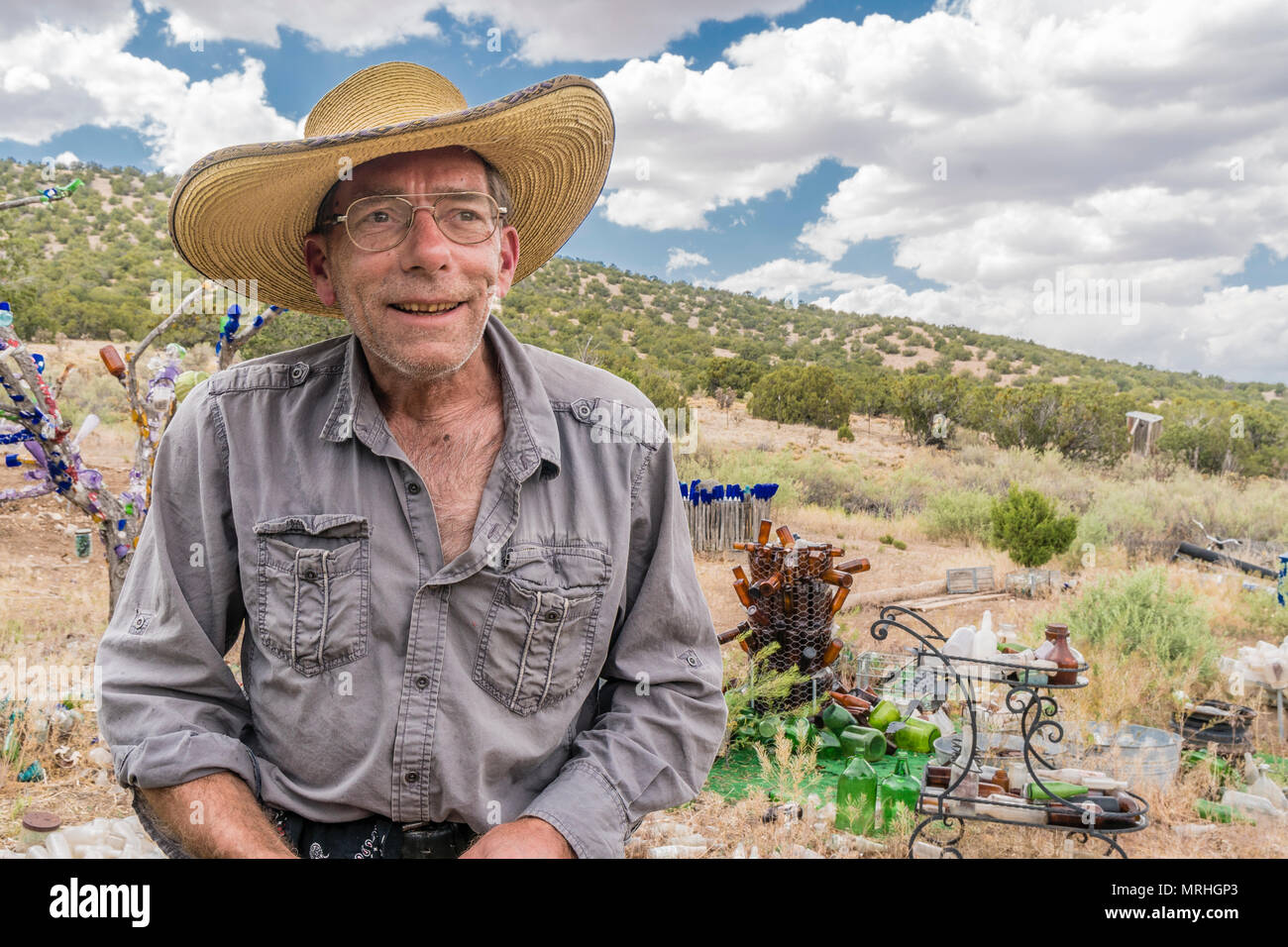 Tom Larson, the eccentric owner of the bottle house in Golden, New ...