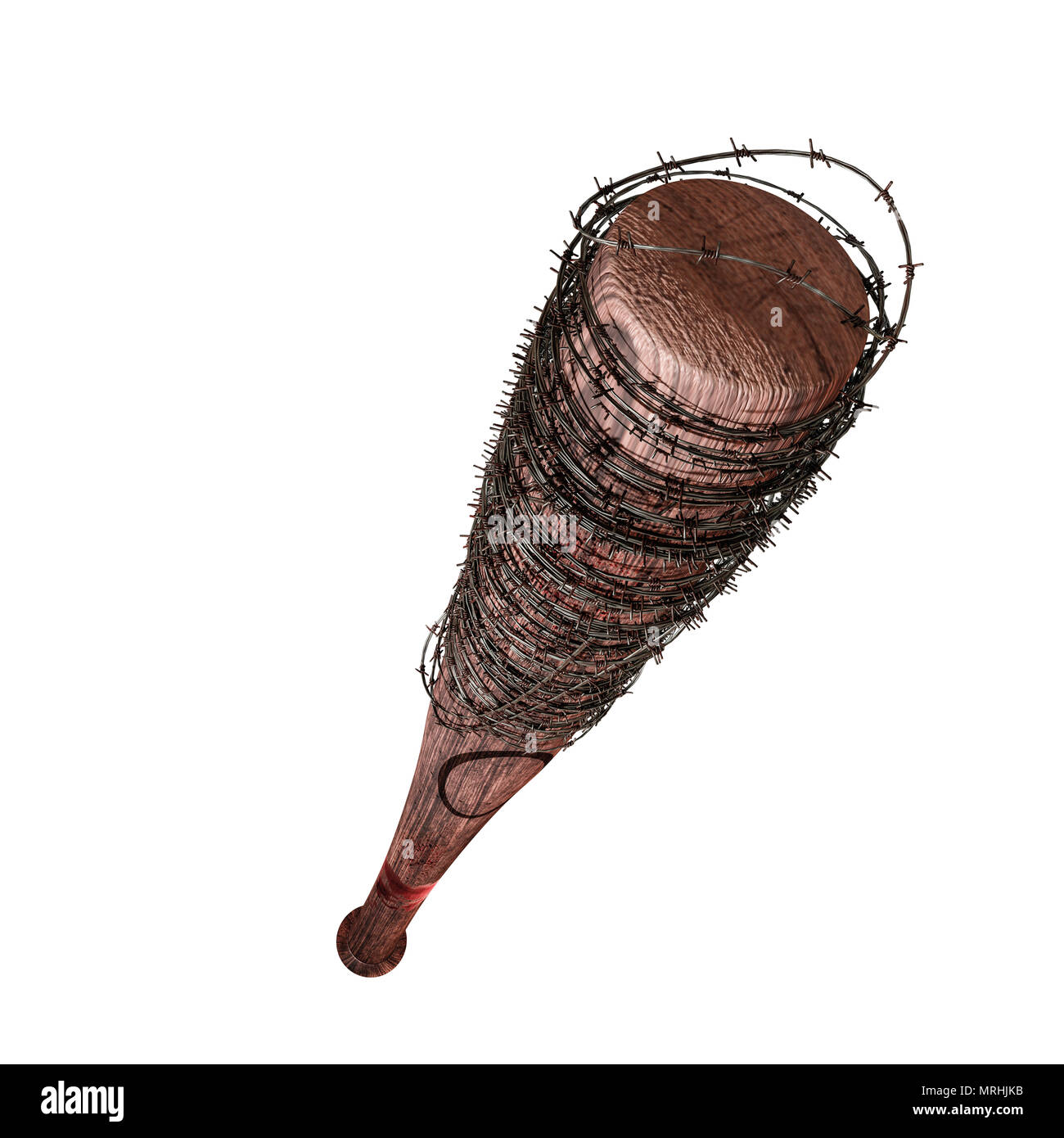 baseball bat with barbed wire isolated on white background 3d ...