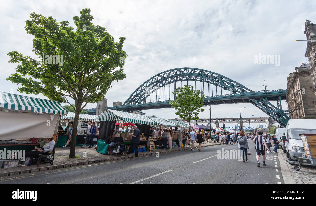 The market and Tyne Bridge at the Quayside,Gateshead and Newcastle ...