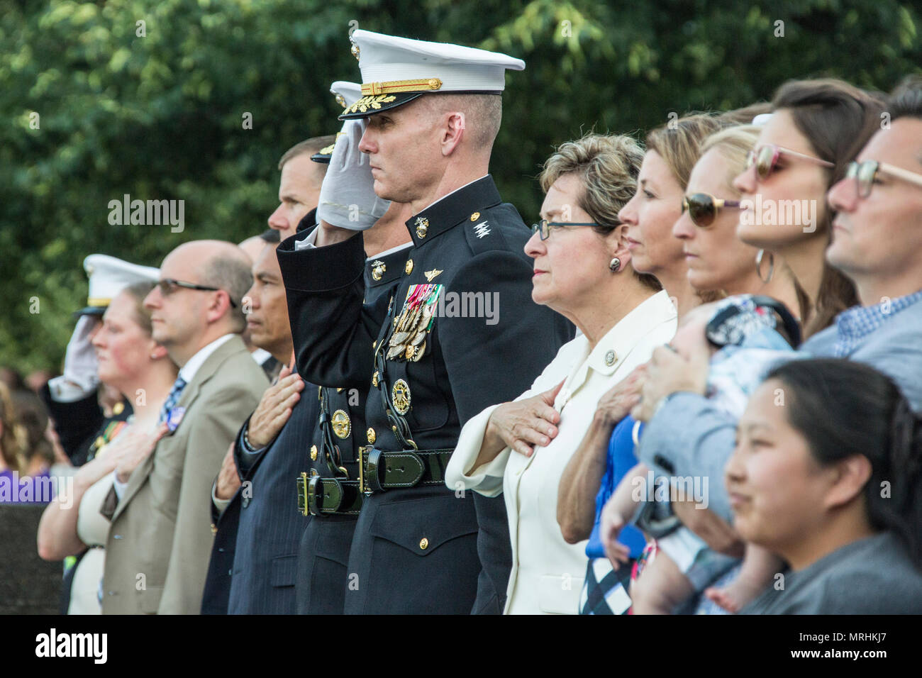 From center left, U.S. Marine Corps Col. Tyler J. Zagurski, commanding ...