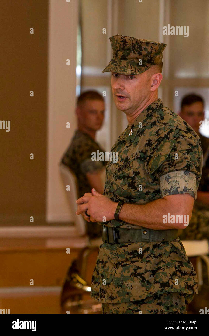 U.S. Marine Col. Todd P. Simmons gives his remarks during the 22nd ...