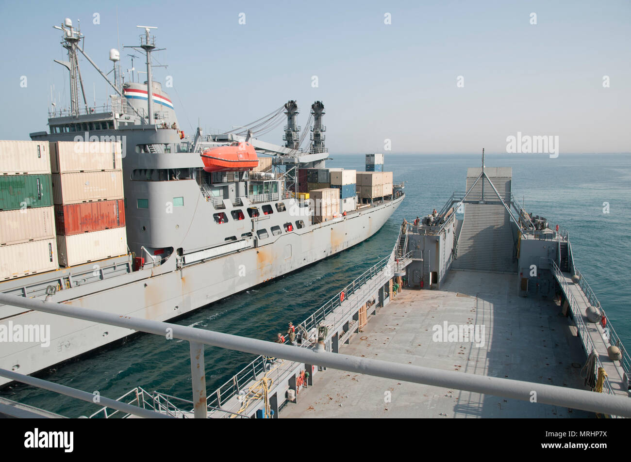 The crews of U.S. Army Watercraft Logistics Support Vessel 5 (LSV-5 ...