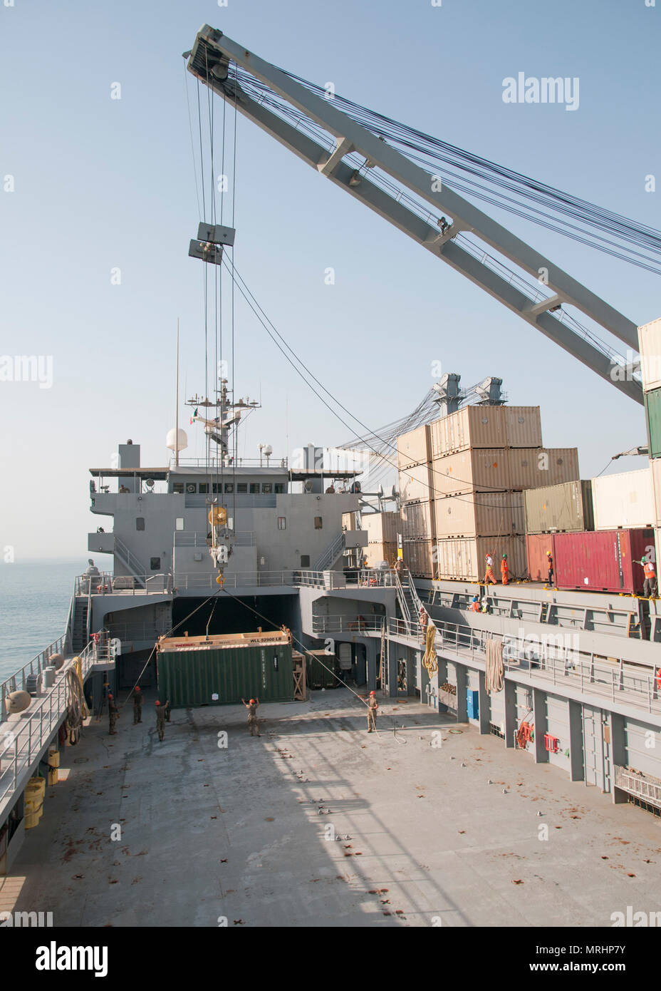 The crew of U.S. Army Watercraft Logistics Support Vessel 5 (LSV-5 ...