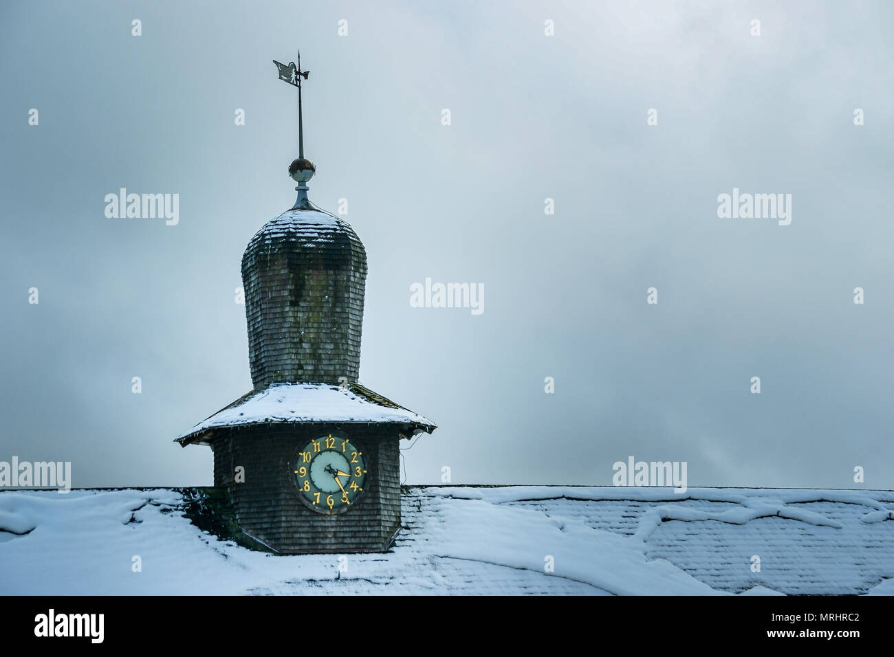 clock tower snow Stock Photo - Alamy