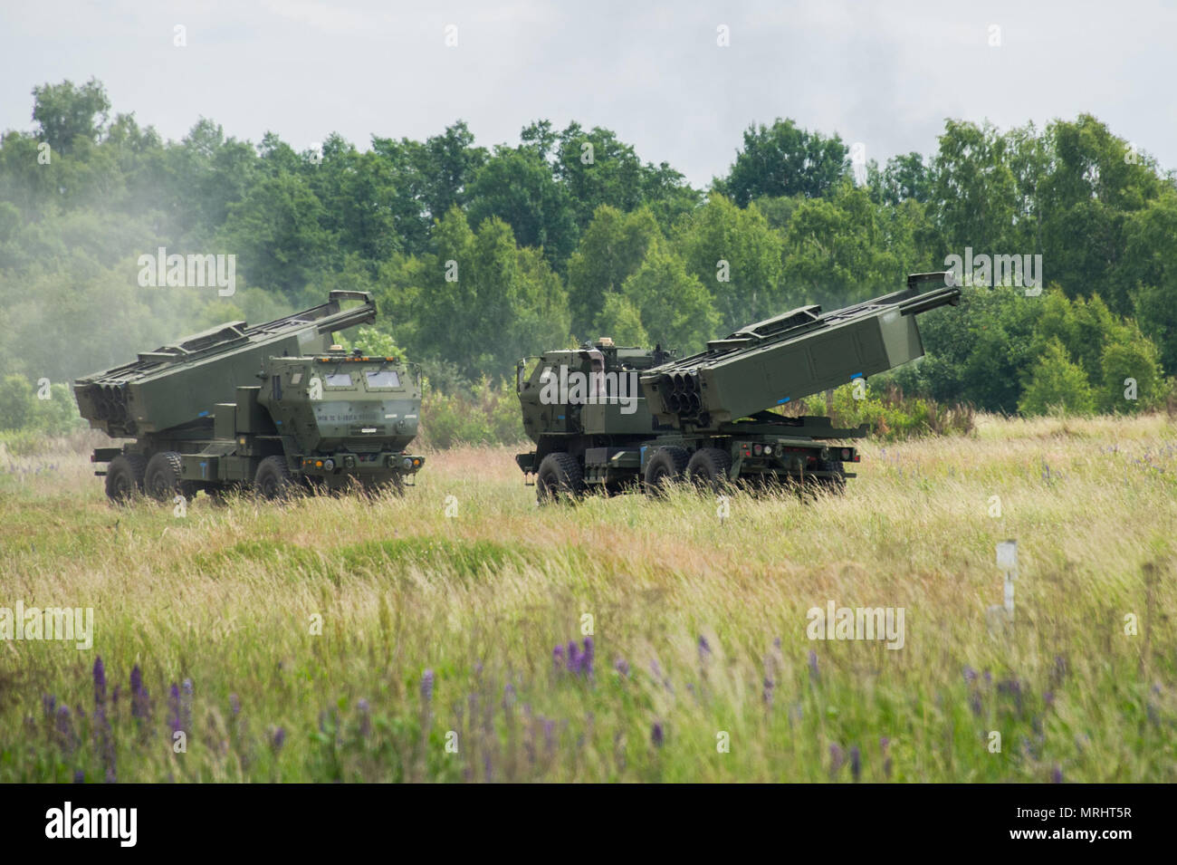 M142 High Mobility Artillery Rocket System (HIMARS) vehicles with 1st ...