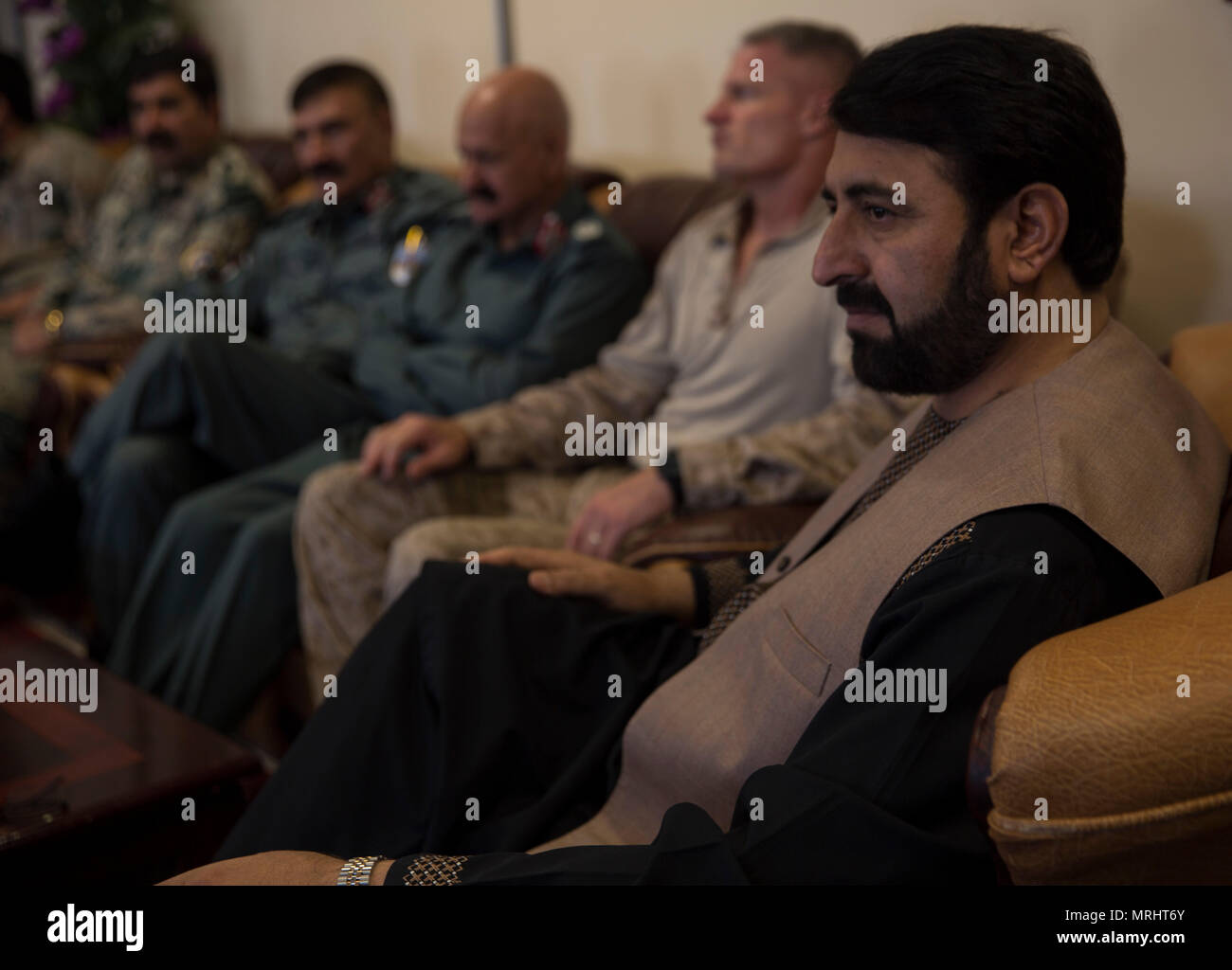 Governor Hayatullah Hayat, left, the governor of Helmand Province ...