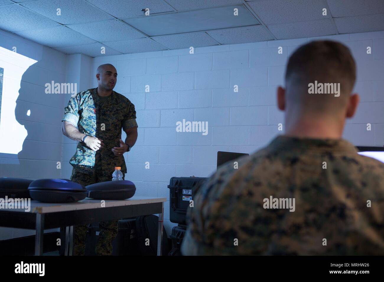 U.S. Marine Corps Sergeant Kamau A. Germaine, squad leader, with 1st ...