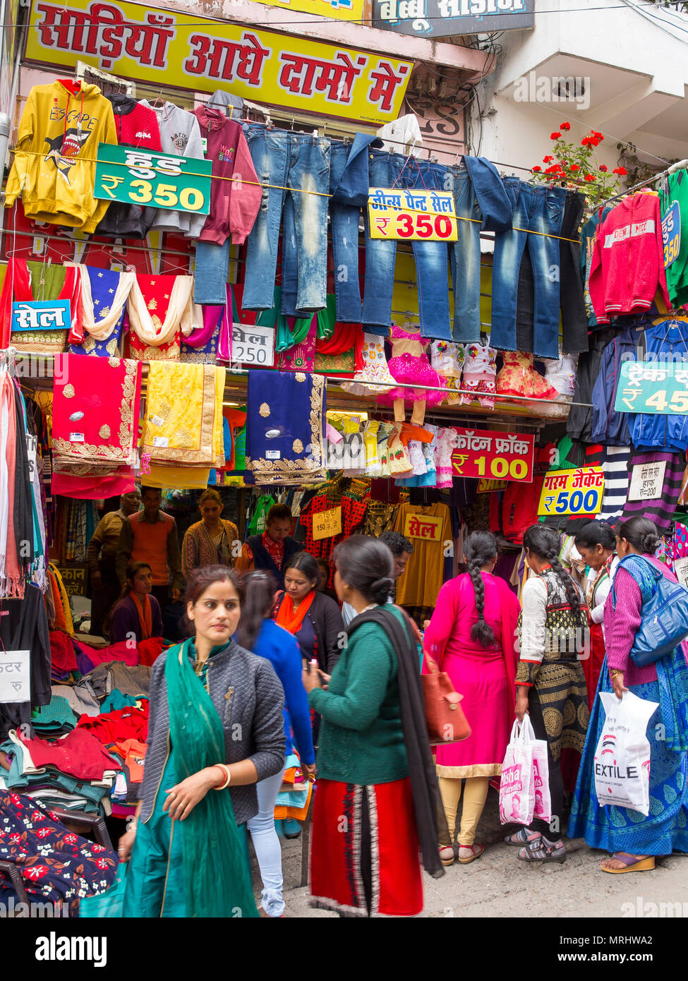 Shops selling indian traditional clothes at Bara Bazar in Malital area ...