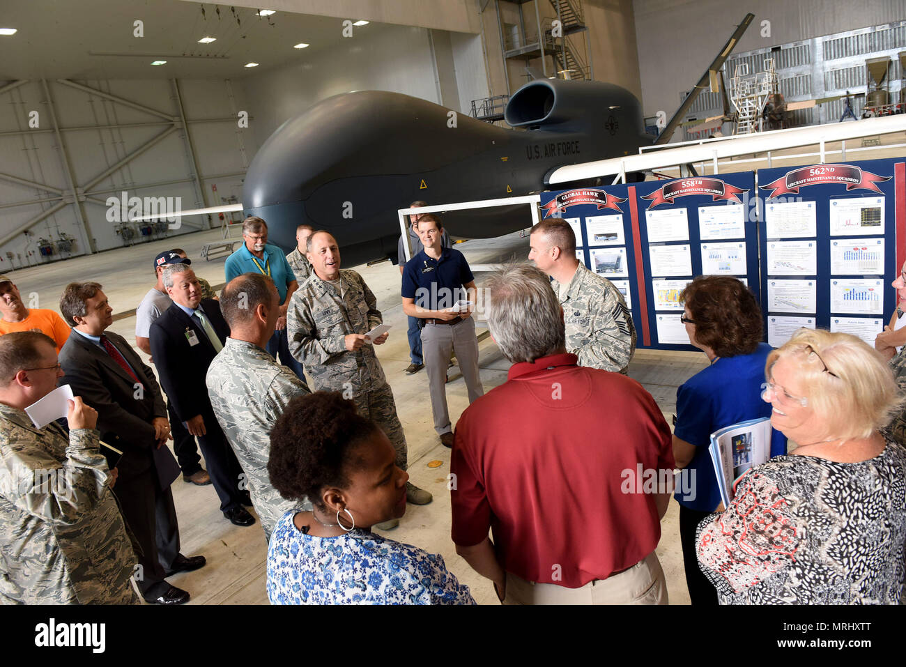 Lt. Gen. Lee Levy II, Air Force Sustainment Center commander, speaks with members of Team Robins ...