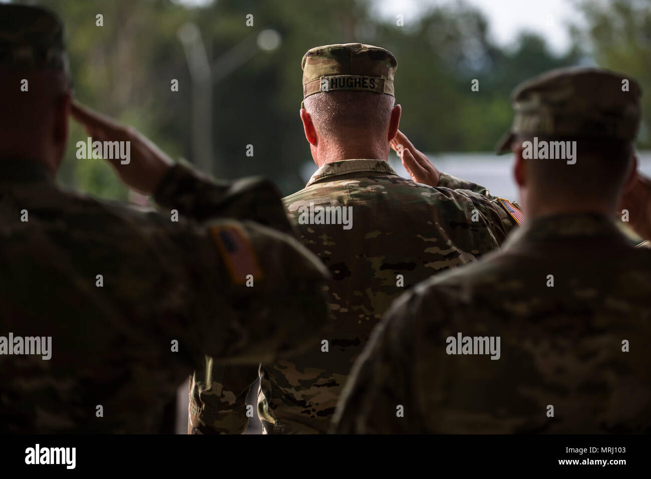 Col. Brian Hughes, Commander of Joint Task Force – Bravo salutes the ...