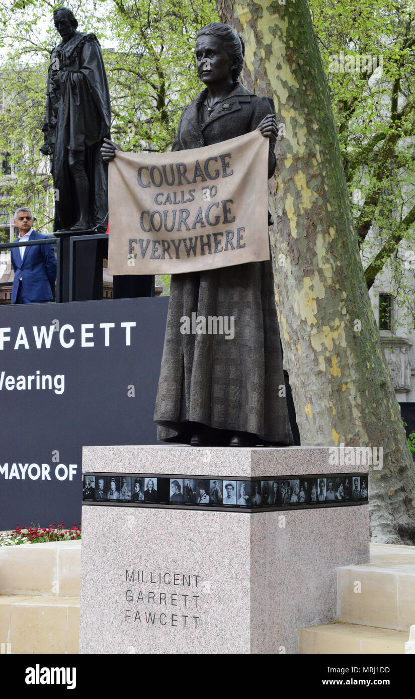 A statue in honour of Suffragist leader Dame Millicent Garrett Fawcett ...
