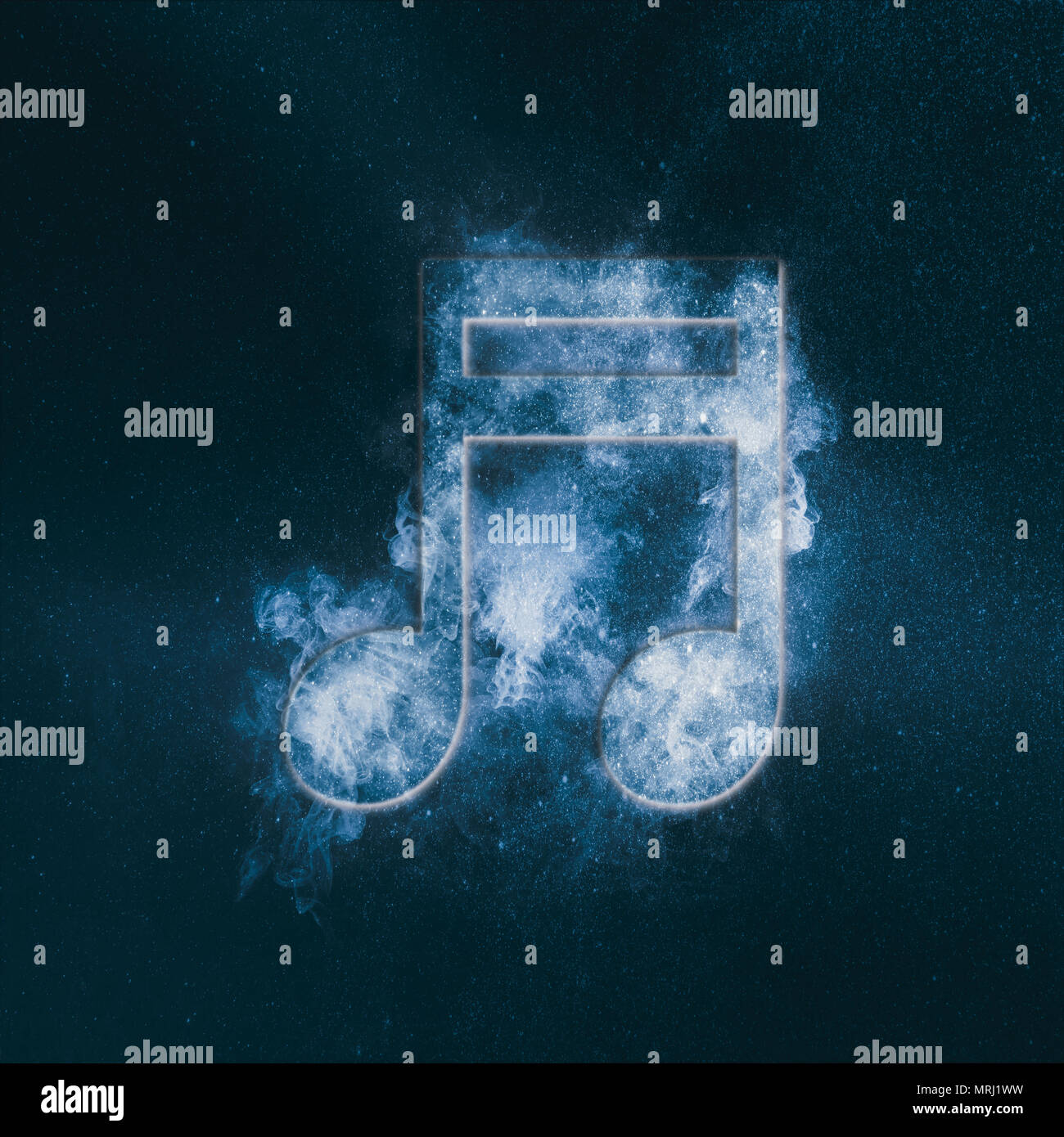 Sixteenth beamed music note symbol. Abstract night sky background Stock ...