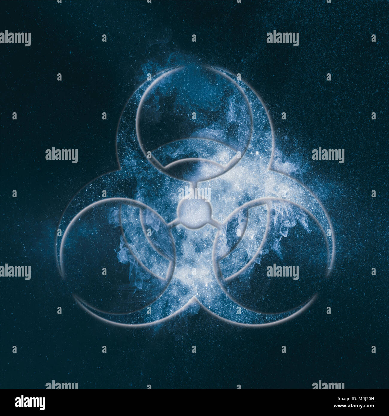 Biohazard sign. Biohazard symbol. Abstract night sky background Stock ...