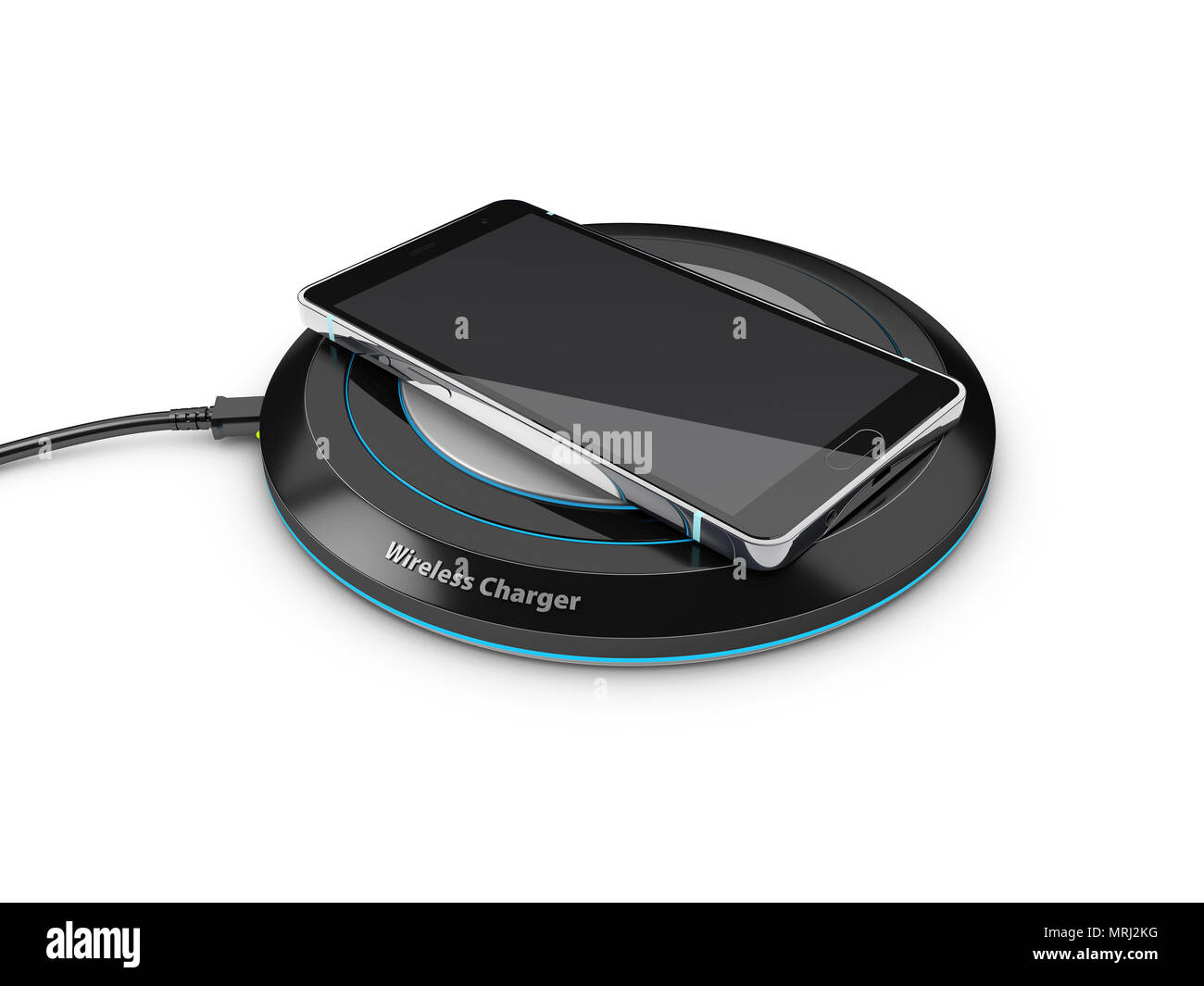Wireless charging of smartphone, 3d Illustration isolated white Stock ...