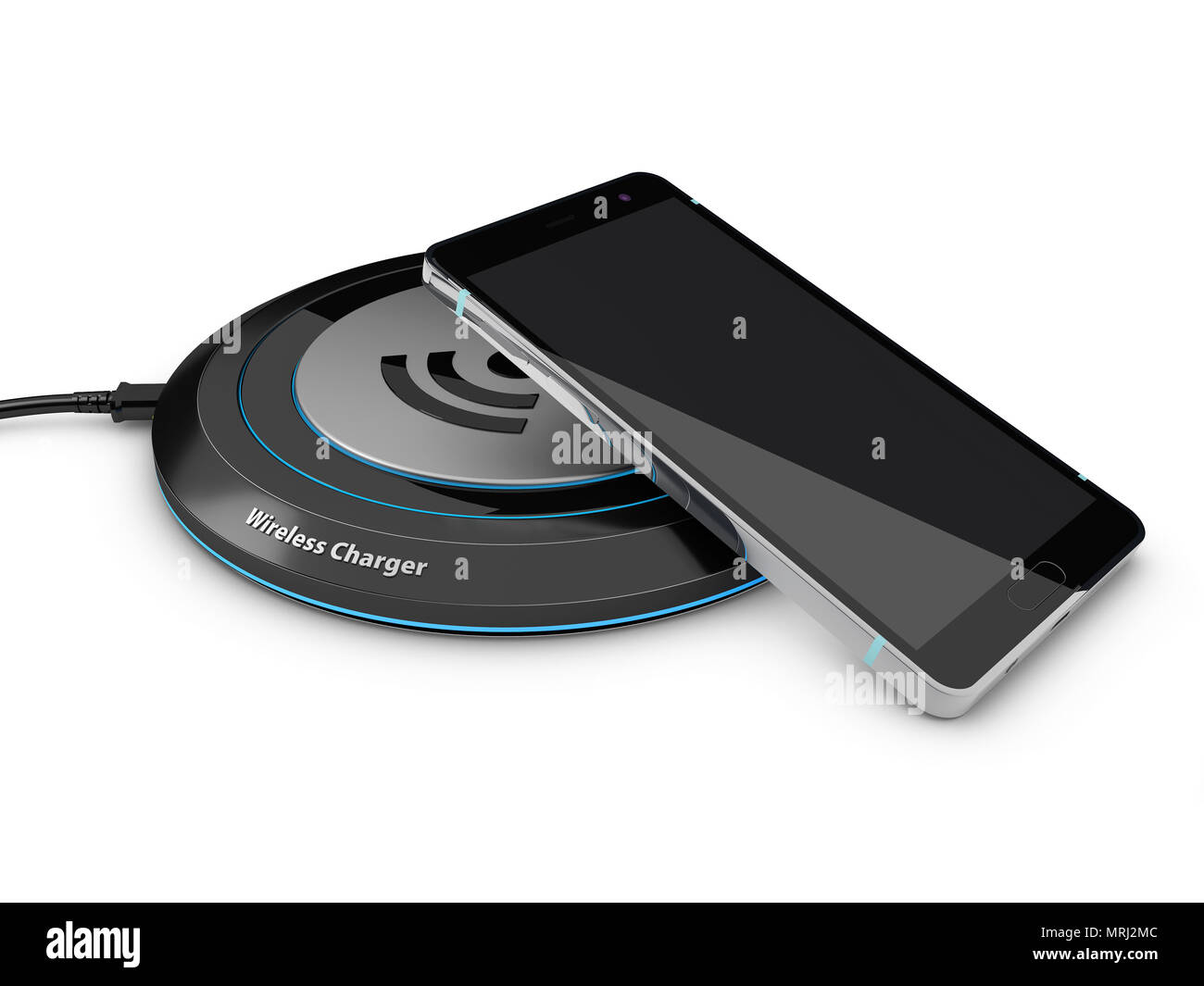 Wireless charging of smartphone, 3d Illustration isolated white Stock ...