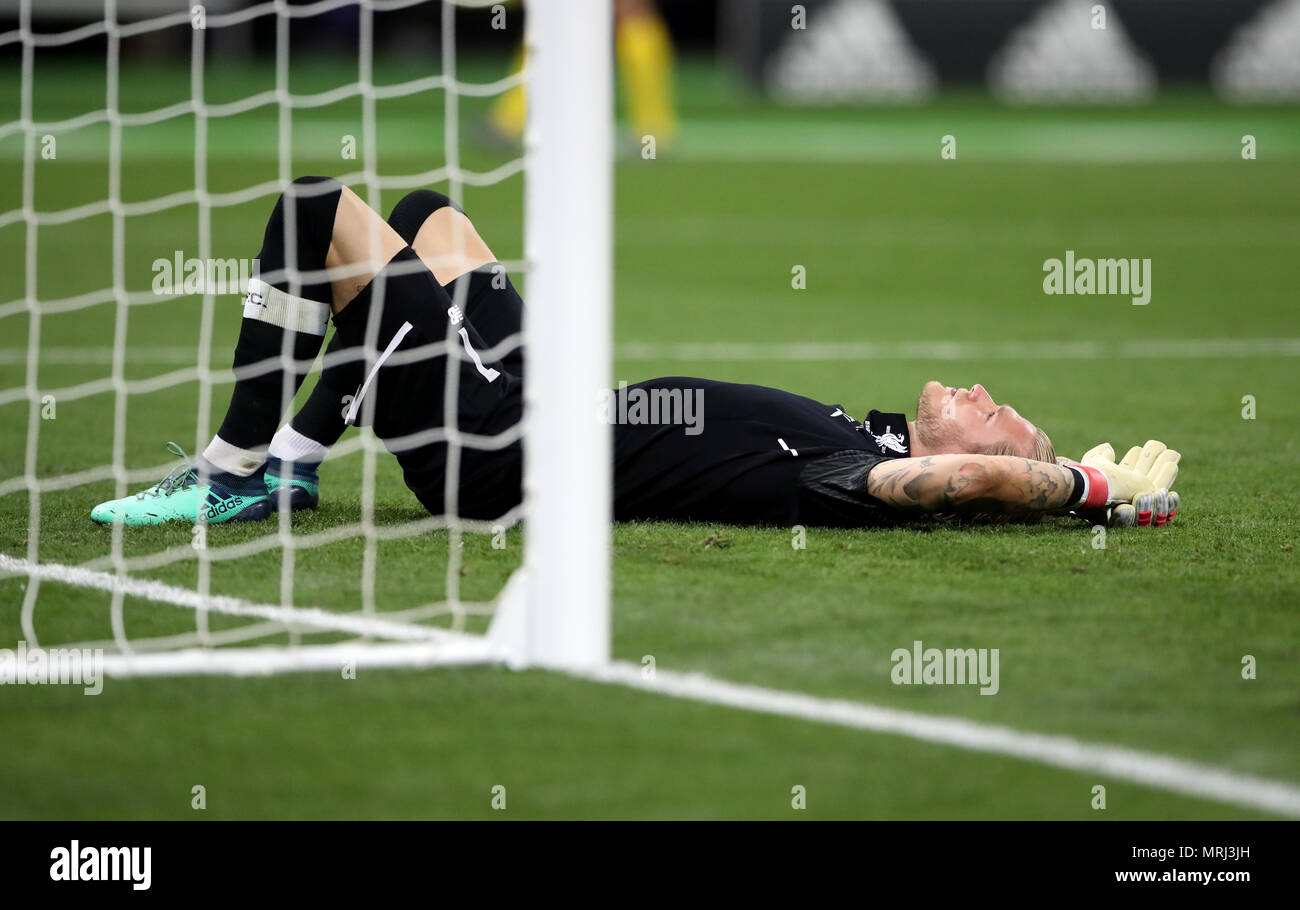 Liverpool goalkeeper Loris Karius looks on dejected during the UEFA ...