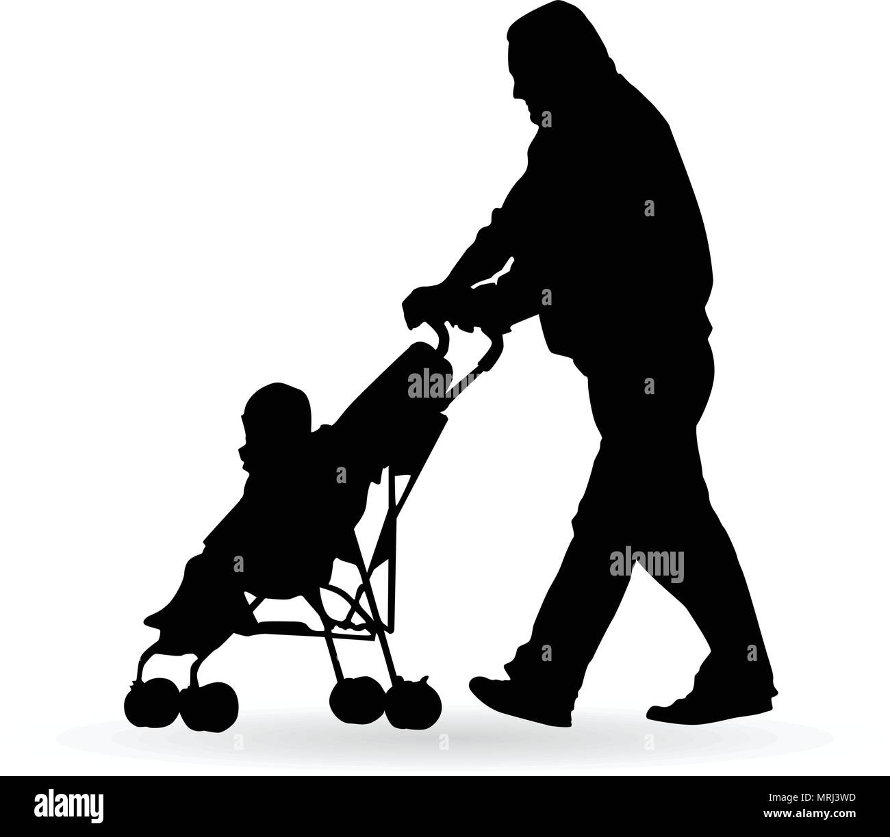 Shadow pushing pram Stock Vector Images - Alamy