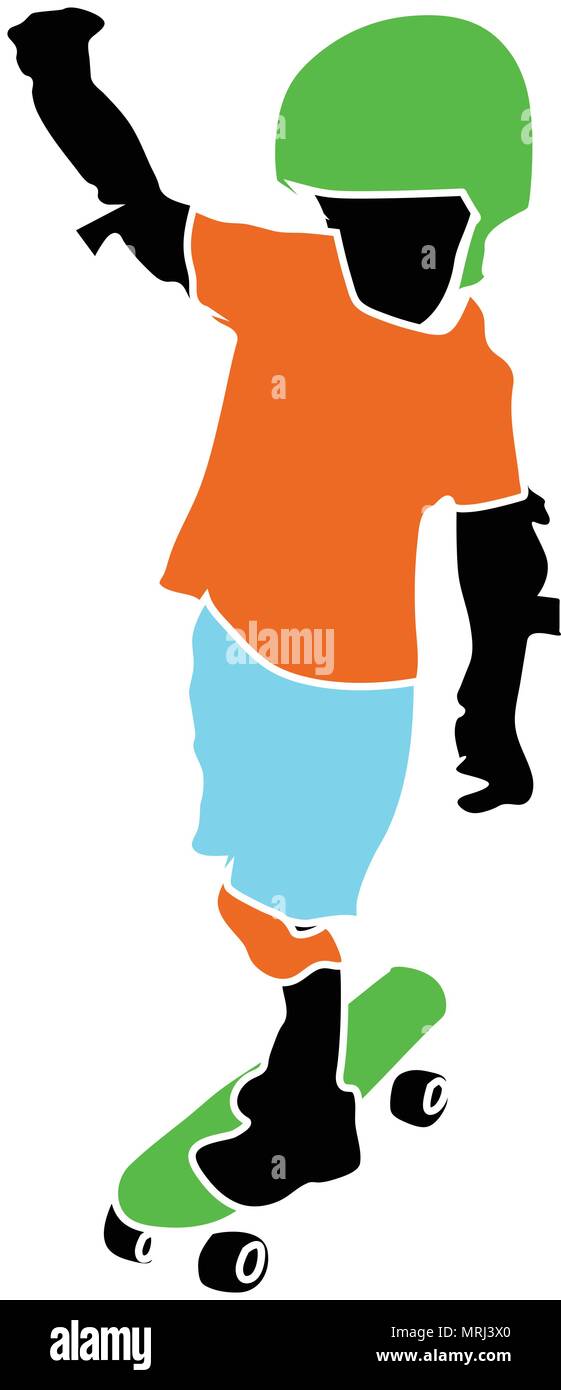 little boy scooting silhouettes vector illustration Stock Vector Image ...