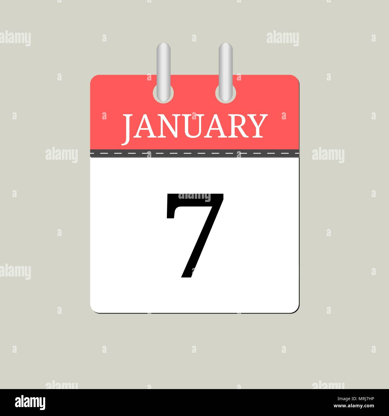 Web icon calendar Flat design 7 seven january Christmas Stock Vector ...