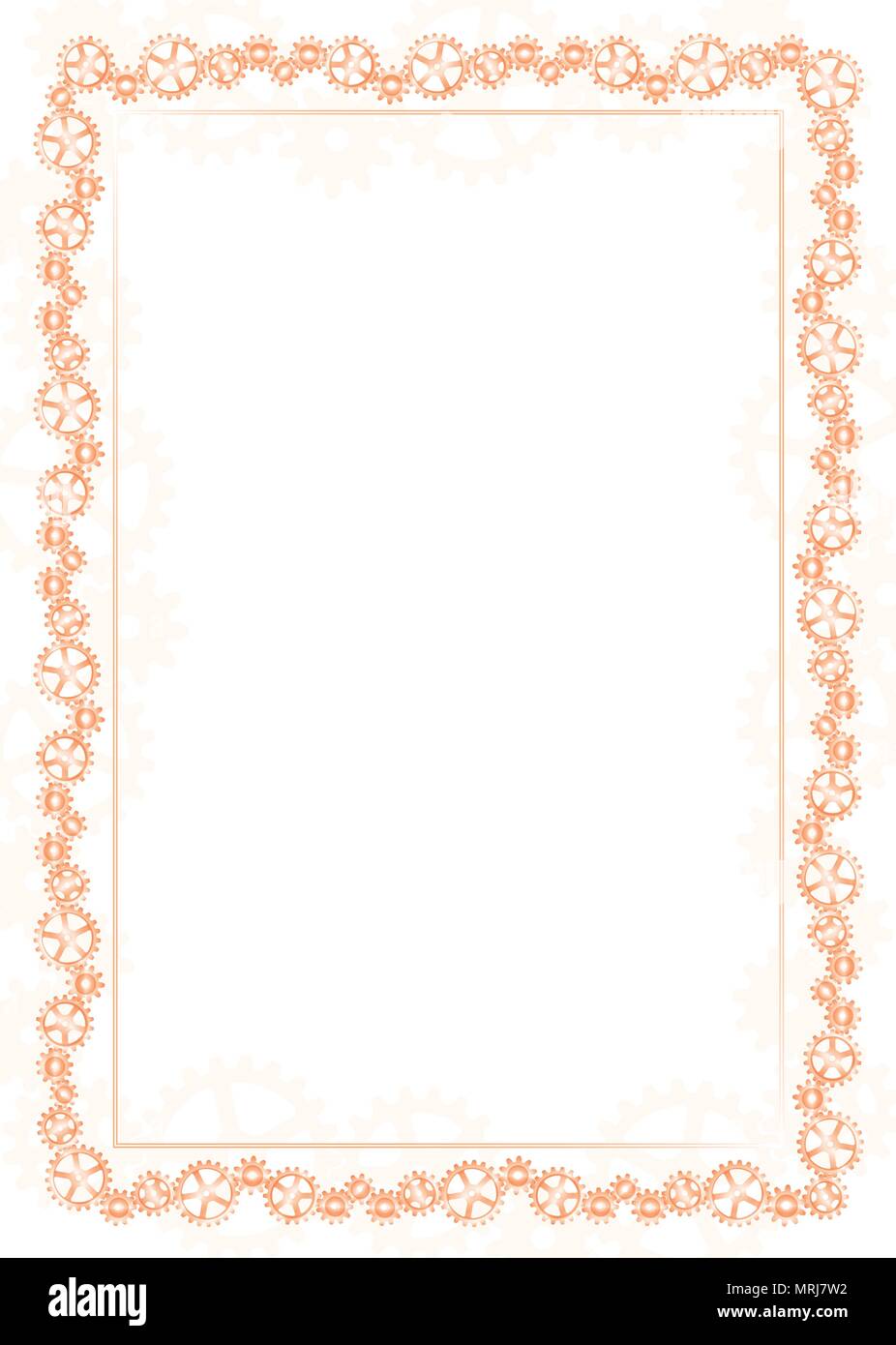 Orange frame and border with gear-type mechanism Stock Vector Image ...