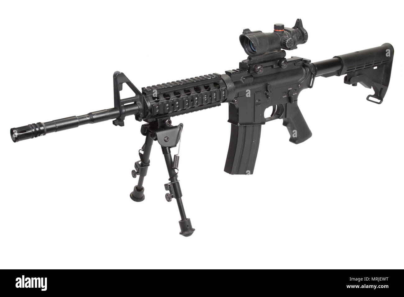 assault rifle with bipod isolated on a white background Stock Photo - Alamy
