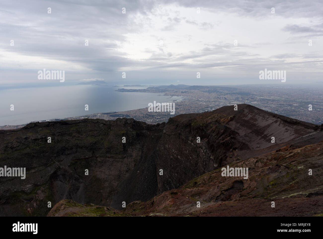 Walking along the crater rim of Mount Vesuvius, Naples, Italy Stock ...