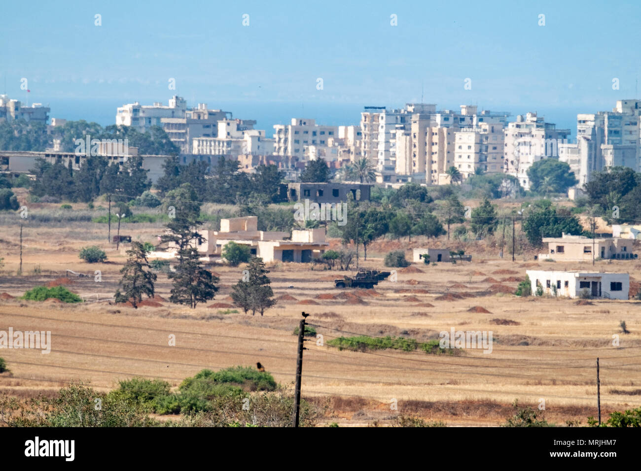 No mans land and restricted area of the UN buffer zone in the green ...