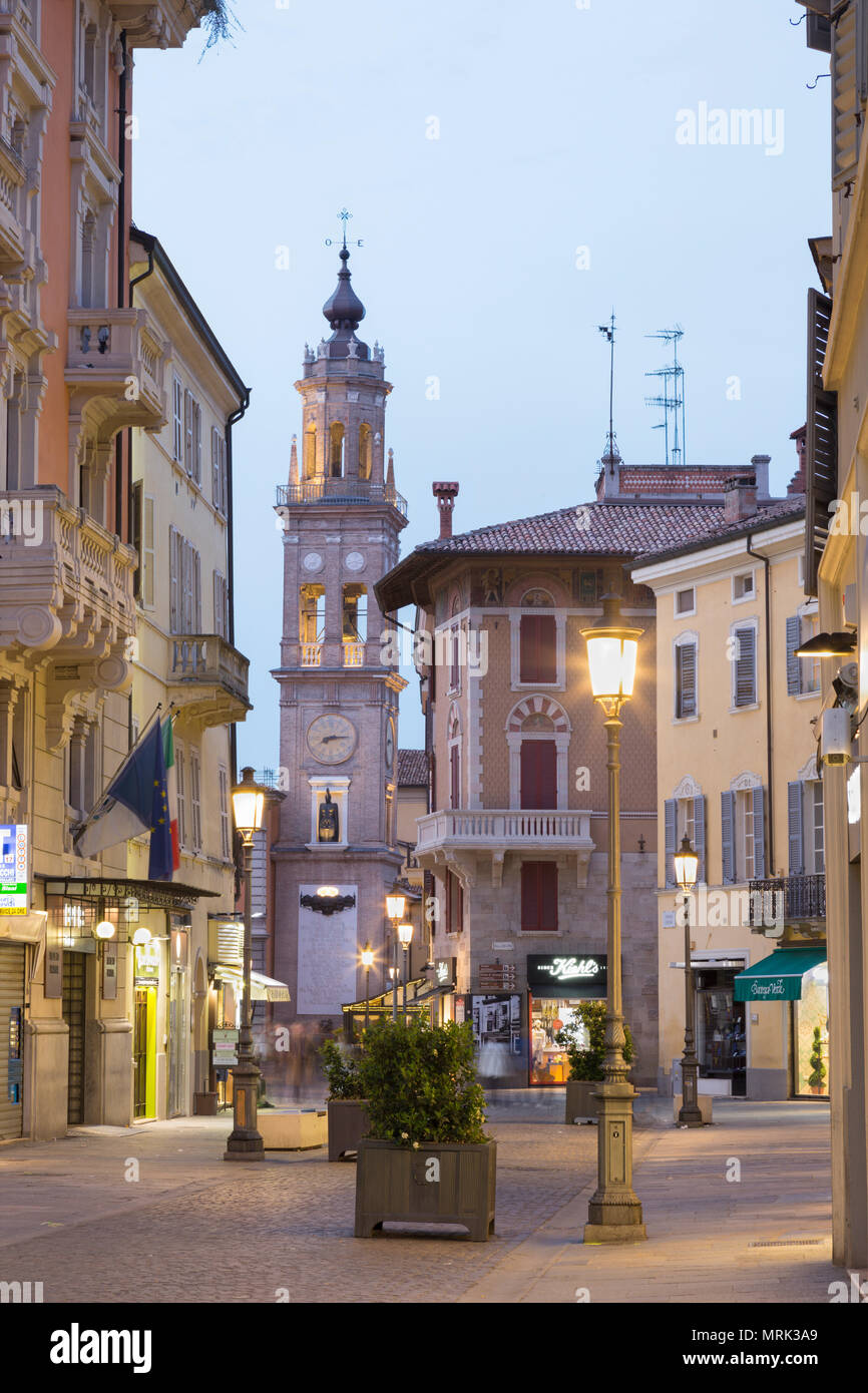 PARMA, ITALY - APRIL 16, 2018: The street of the old town at dusk Stock ...