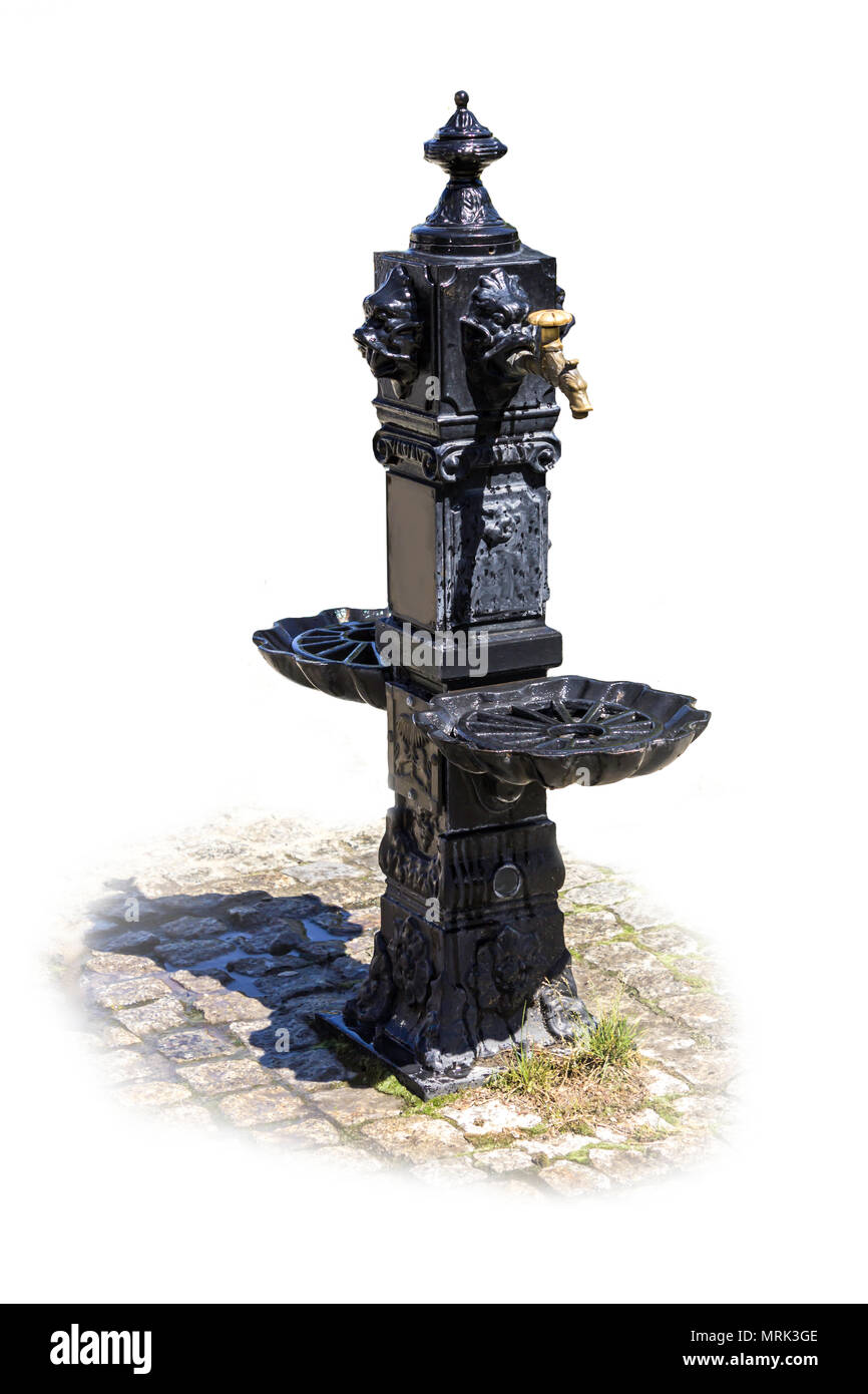 Pulpulak covered with black paint. Copper water tap. Isolated image ...