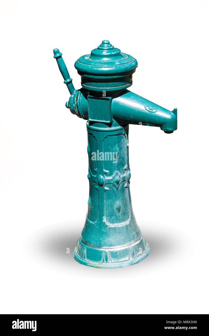 Standpipes covered with green paint. Isolated image with on a white ...