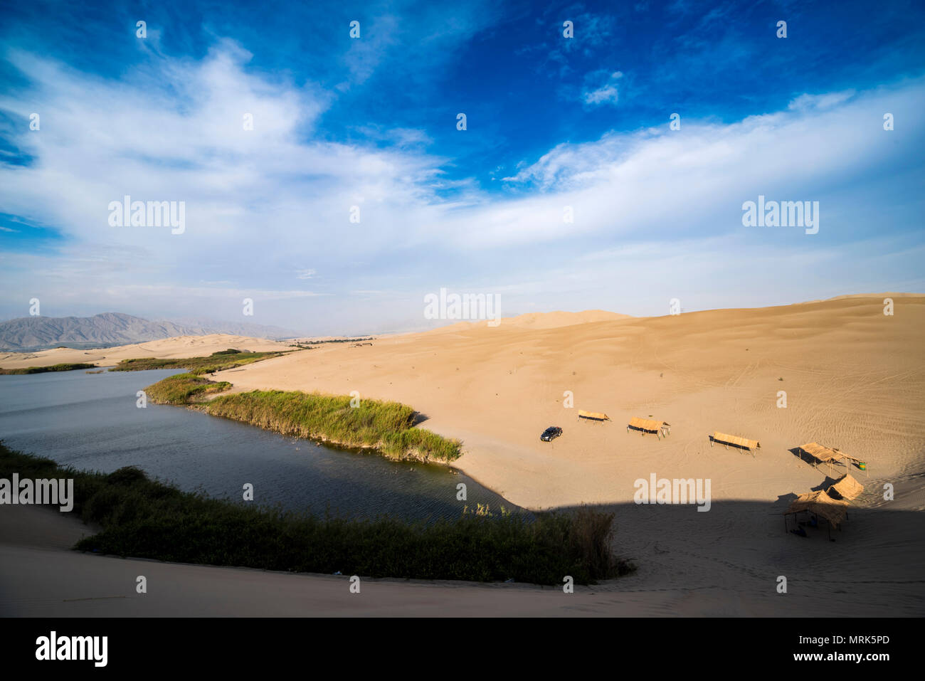 Desert of Ica in Peru, sand dunes and lagoon, South America Stock Photo ...