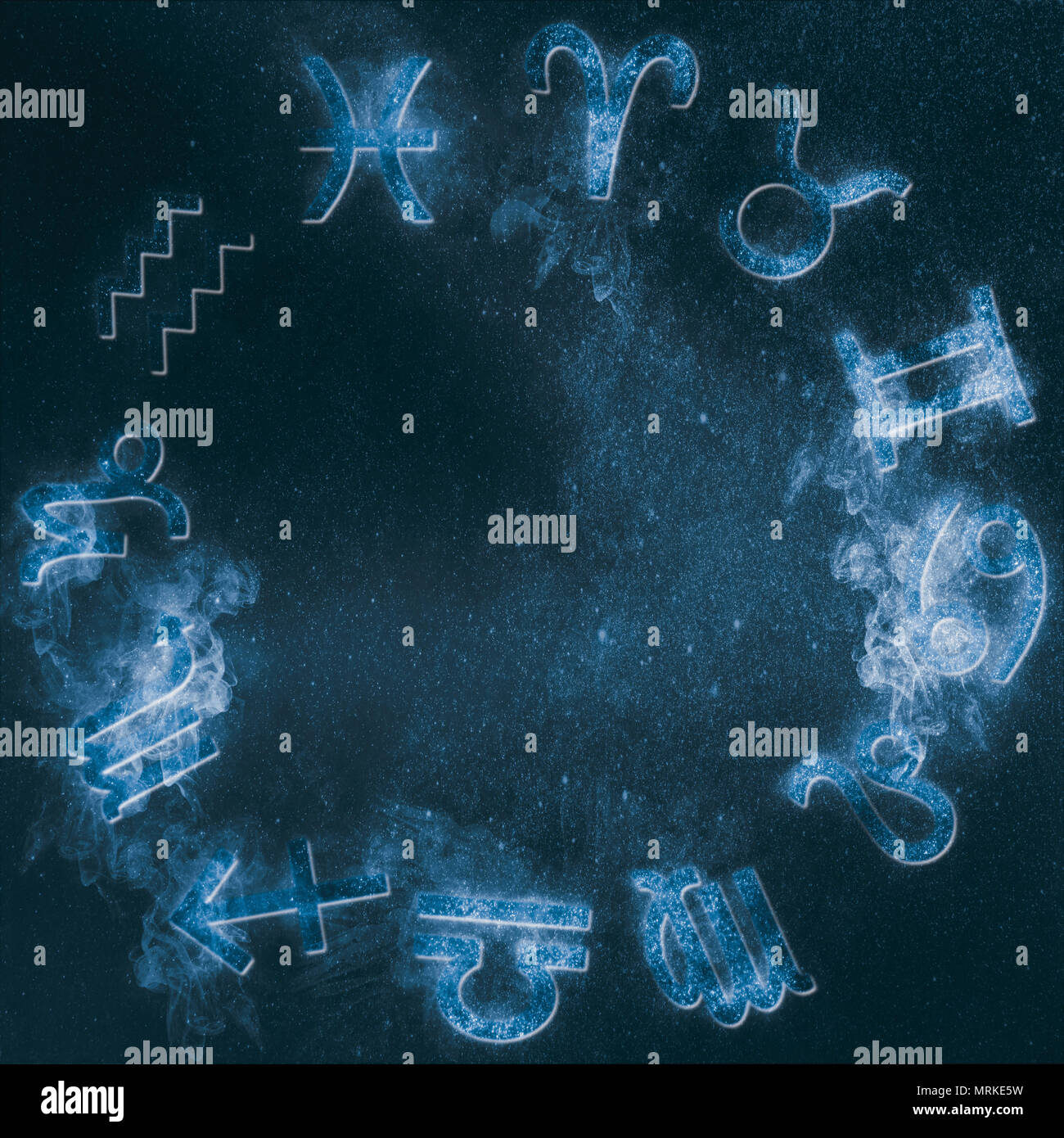 Astrological zodiac signs horoscope circle. Abstract night sky ...